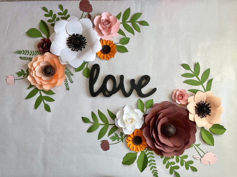 10 Piece Paper Flower Set/ Nursery Decor color - Etsy