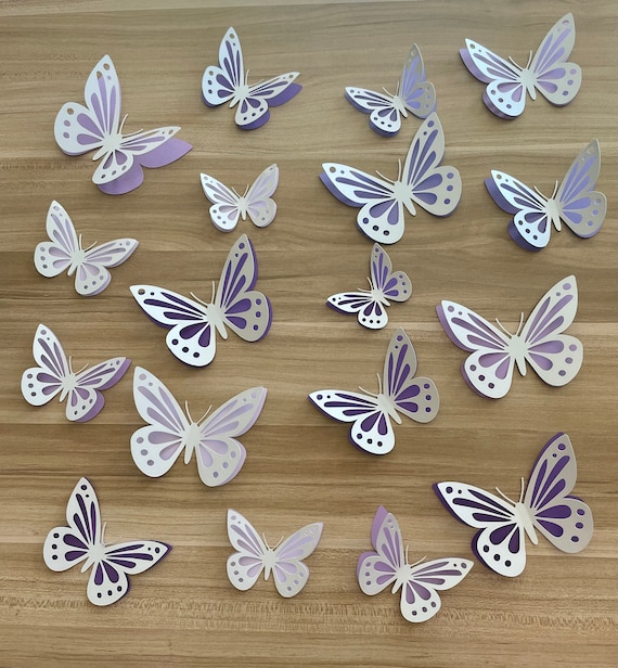 18 Piece Silver and Purple Butterfly Birthday Decor Party - Etsy