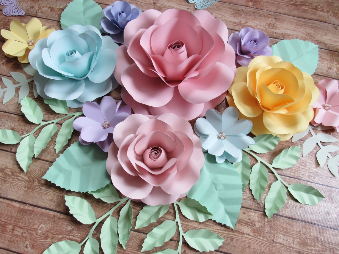 10 Piece Paper Flowers Color Customizable/ Nursery | Etsy