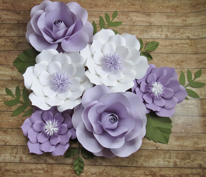 Large 6 Piece Paper Flower Set Color Customizable | Etsy