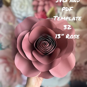 SVG and PDF Paper Flower Rose Template #32 - Etsy