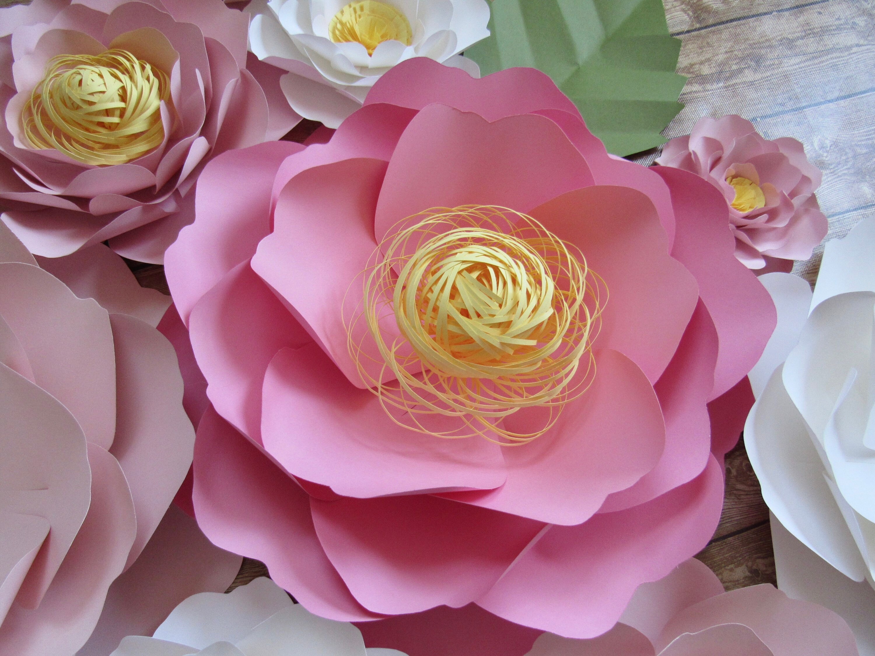 12 Piece Paper Flower Set color Customizable | Etsy