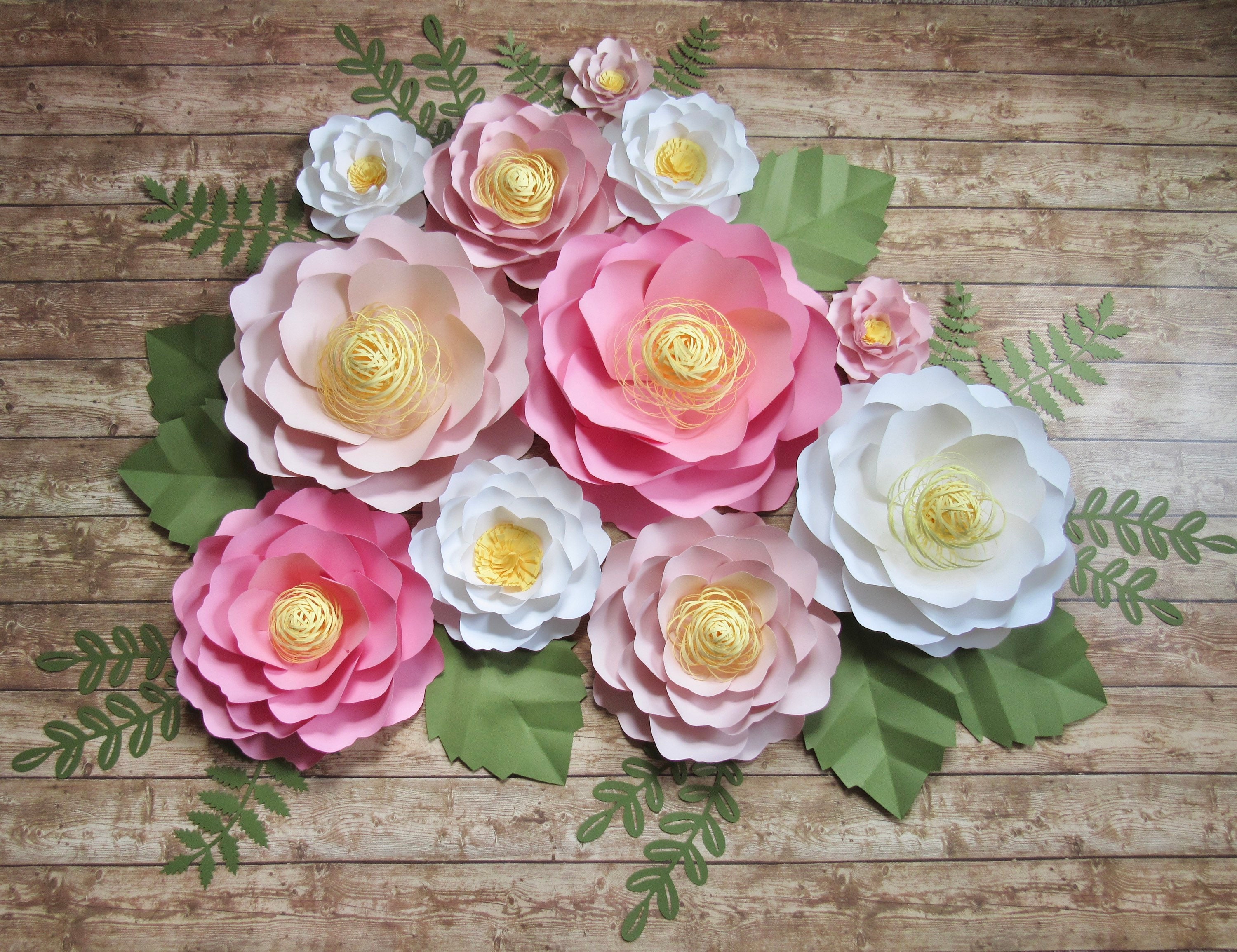 12 Piece Paper Flower Set color Customizable | Etsy