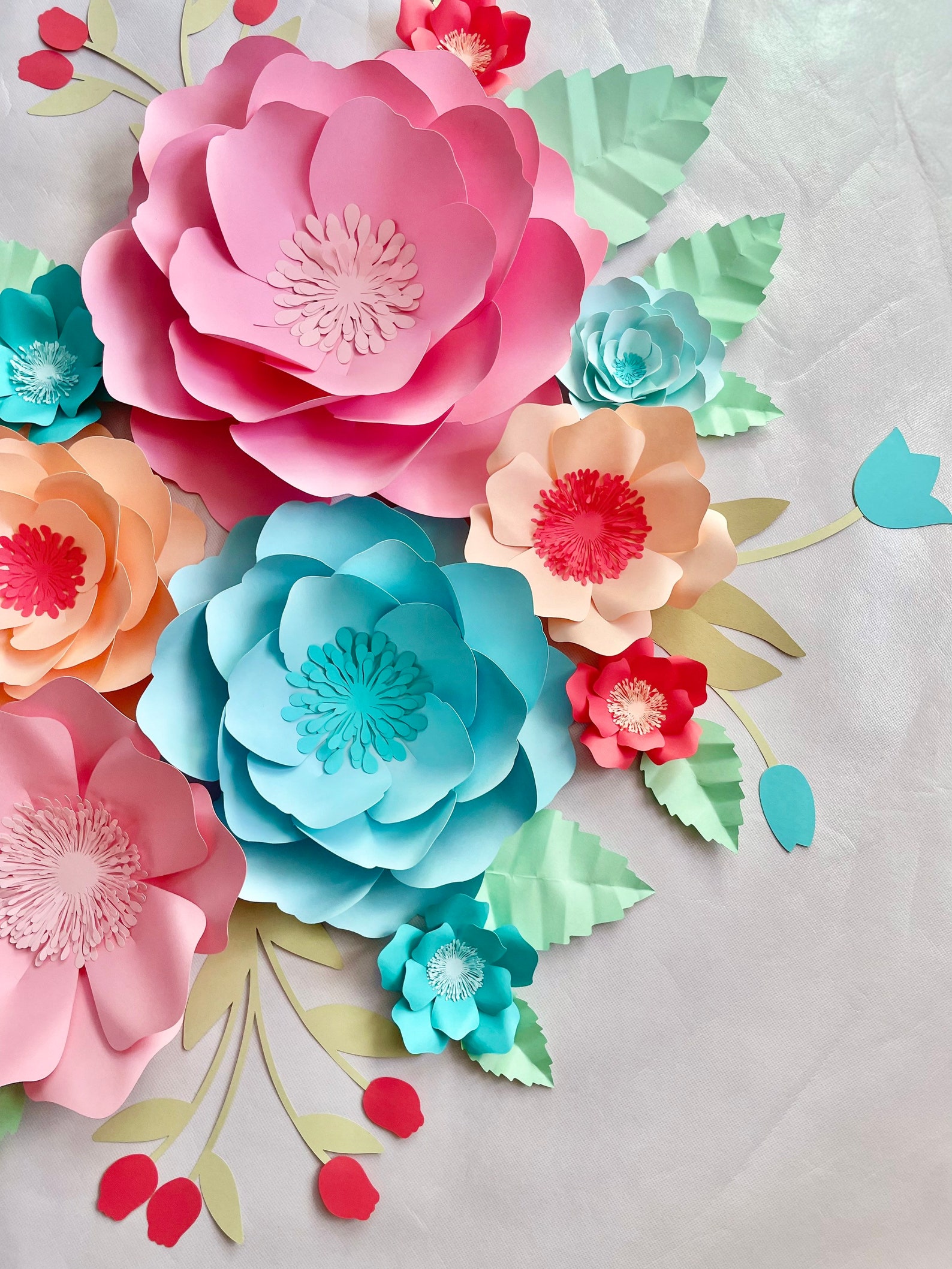 Nine Piece Paper Flower Set/nursery Decor/tulip Flowers - Etsy