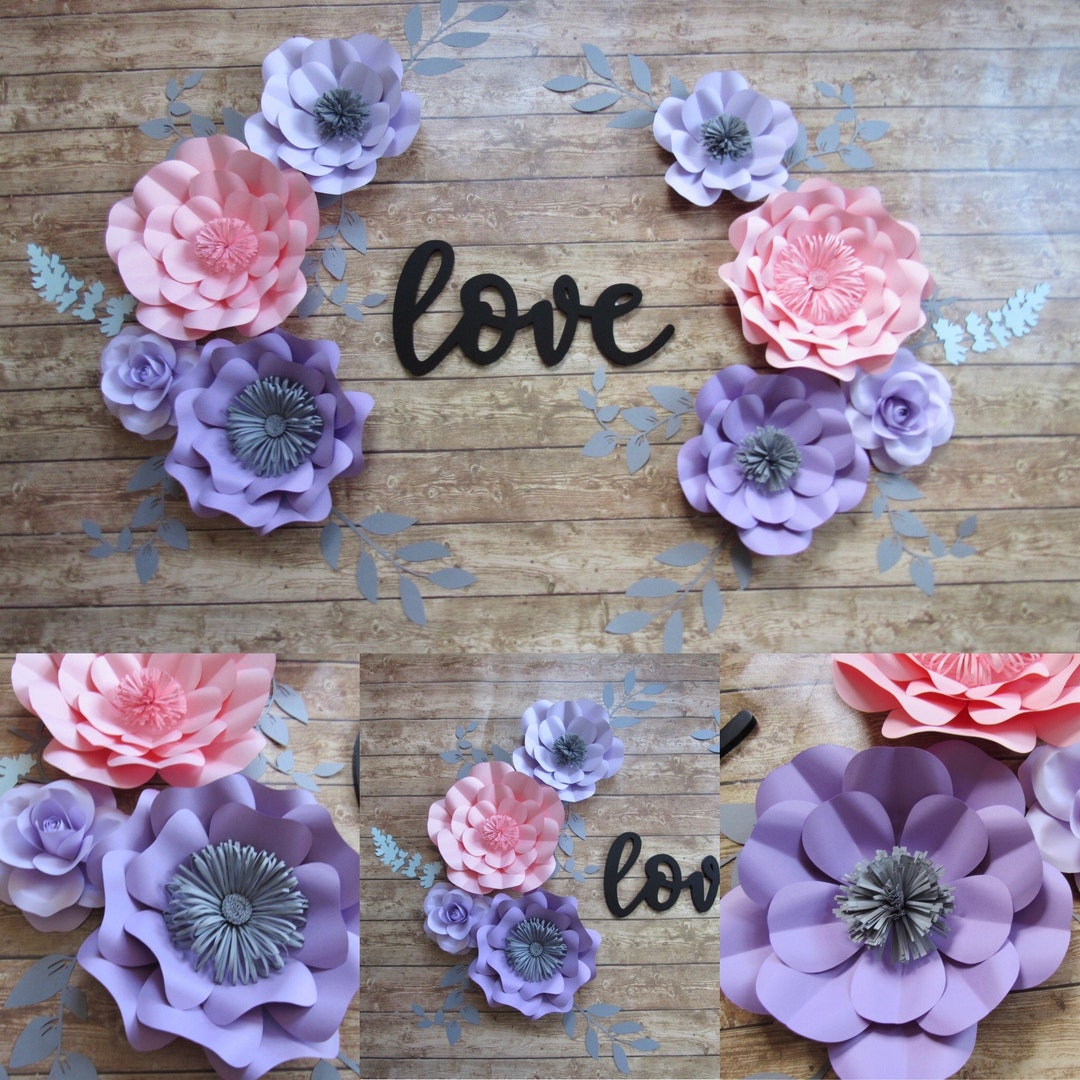 Eight Piece Paper Flower Set **color Customizable** Nursery Decor ...