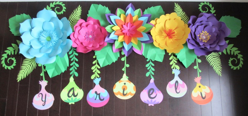 5 Piece Trolls Paper Flower Set/nursery Decor ****color Customizable ...
