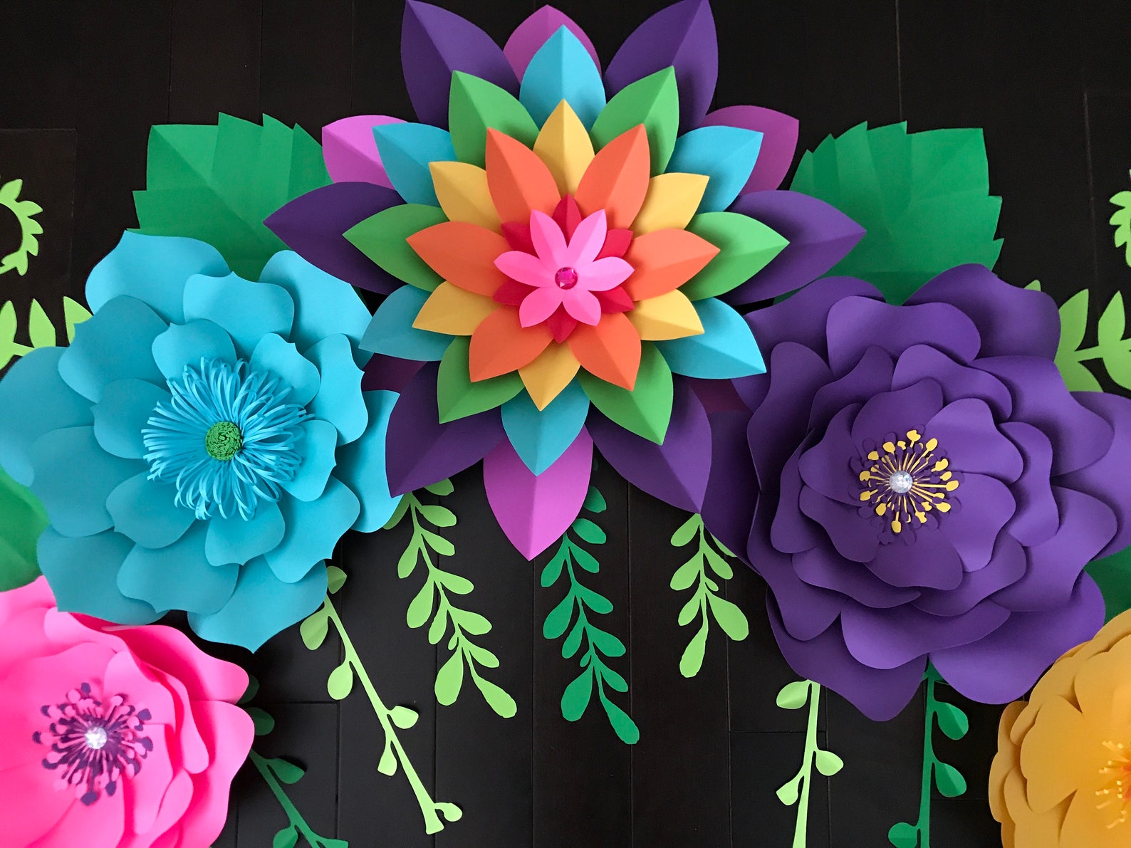 5 Piece Trolls Paper Flower Set/nursery Decor ****color Customizable ...