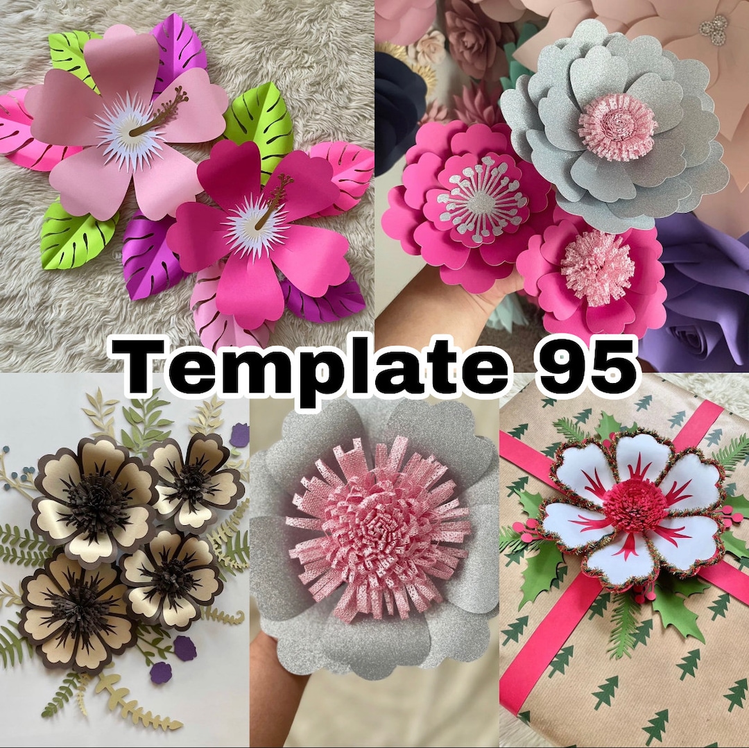 SVG and PDF Paper Flower Template #95 - Etsy