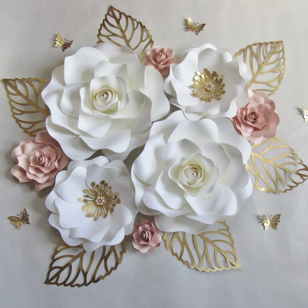 8 Piece Paper Flower Set/nursery Decor ***color Customizable*** - Etsy