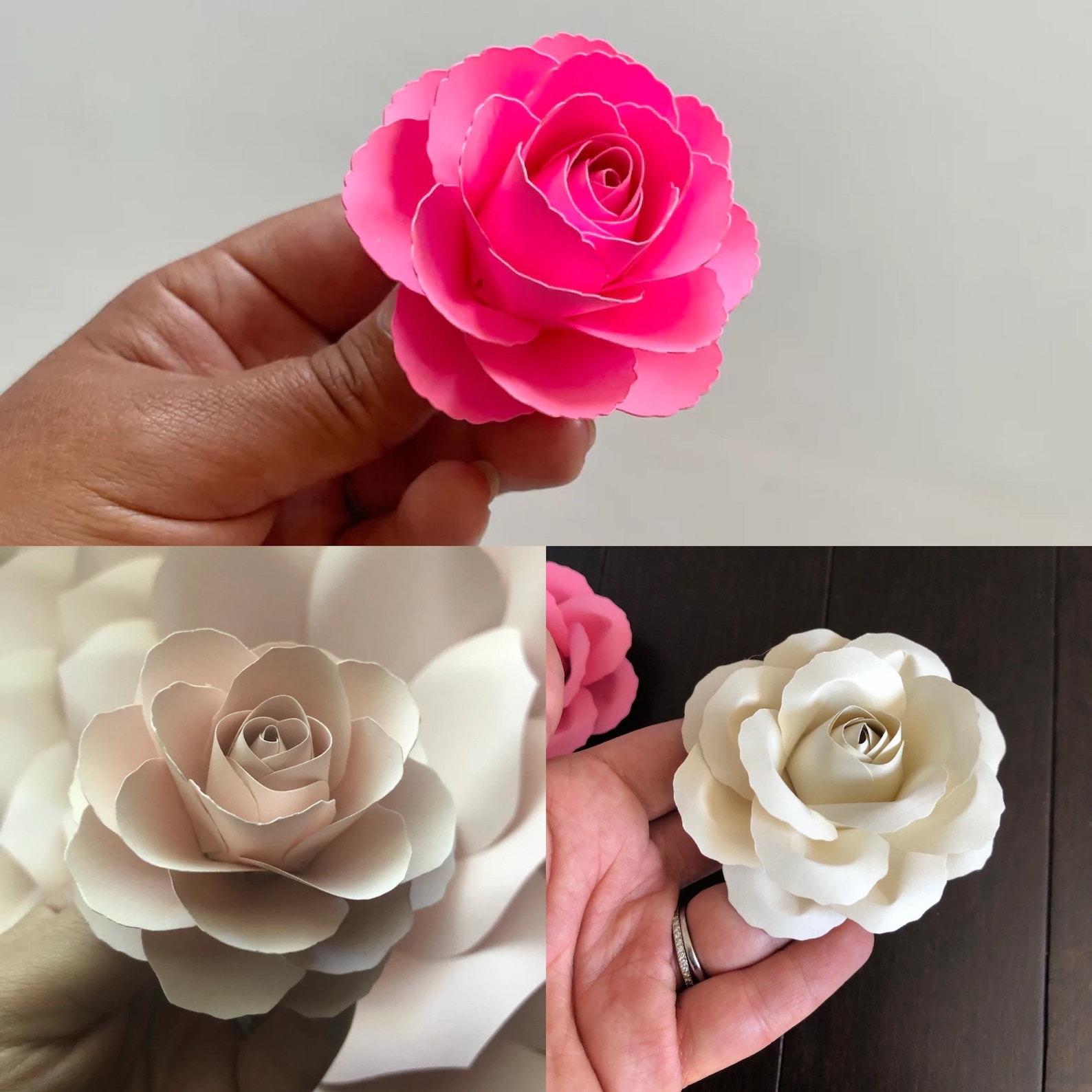 SVG Paper Rose Flower Template #50 | Paper Rose | Rose Template - Etsy