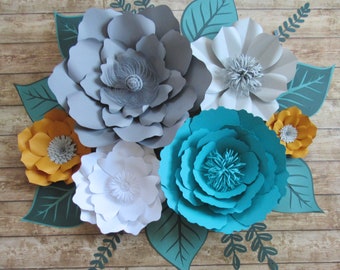 13 Piece Paper Flower Set Color Customizable Nursery | Etsy