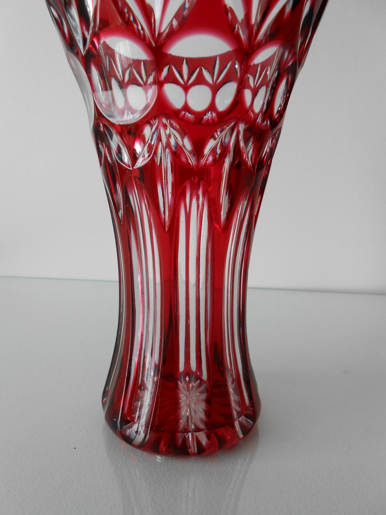 Bohemian Czech Crystal Cut Cranberry Vase - Etsy