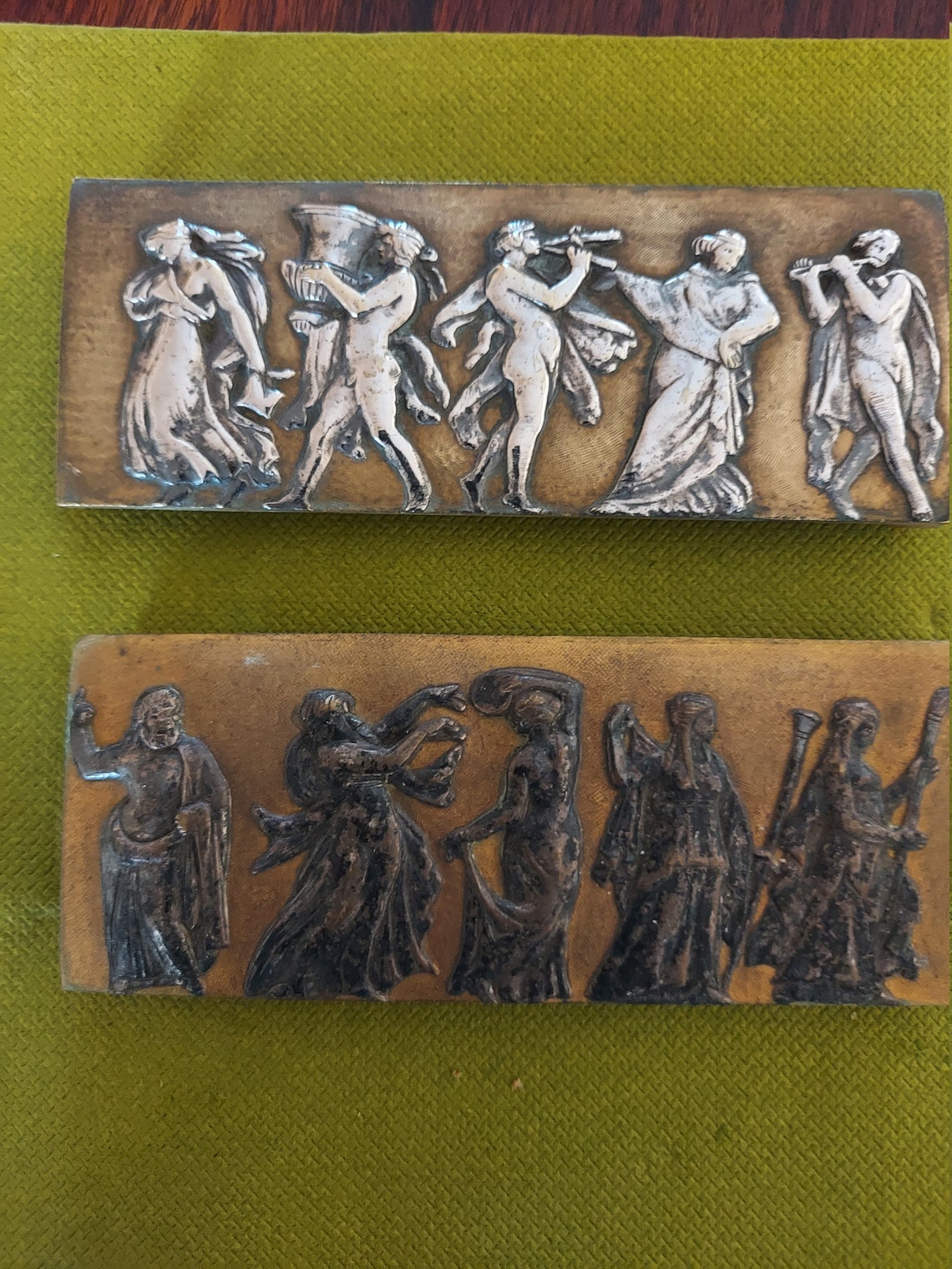 Two Antique Bronze Plaques With Silver Greek Mythological - Etsy Australia