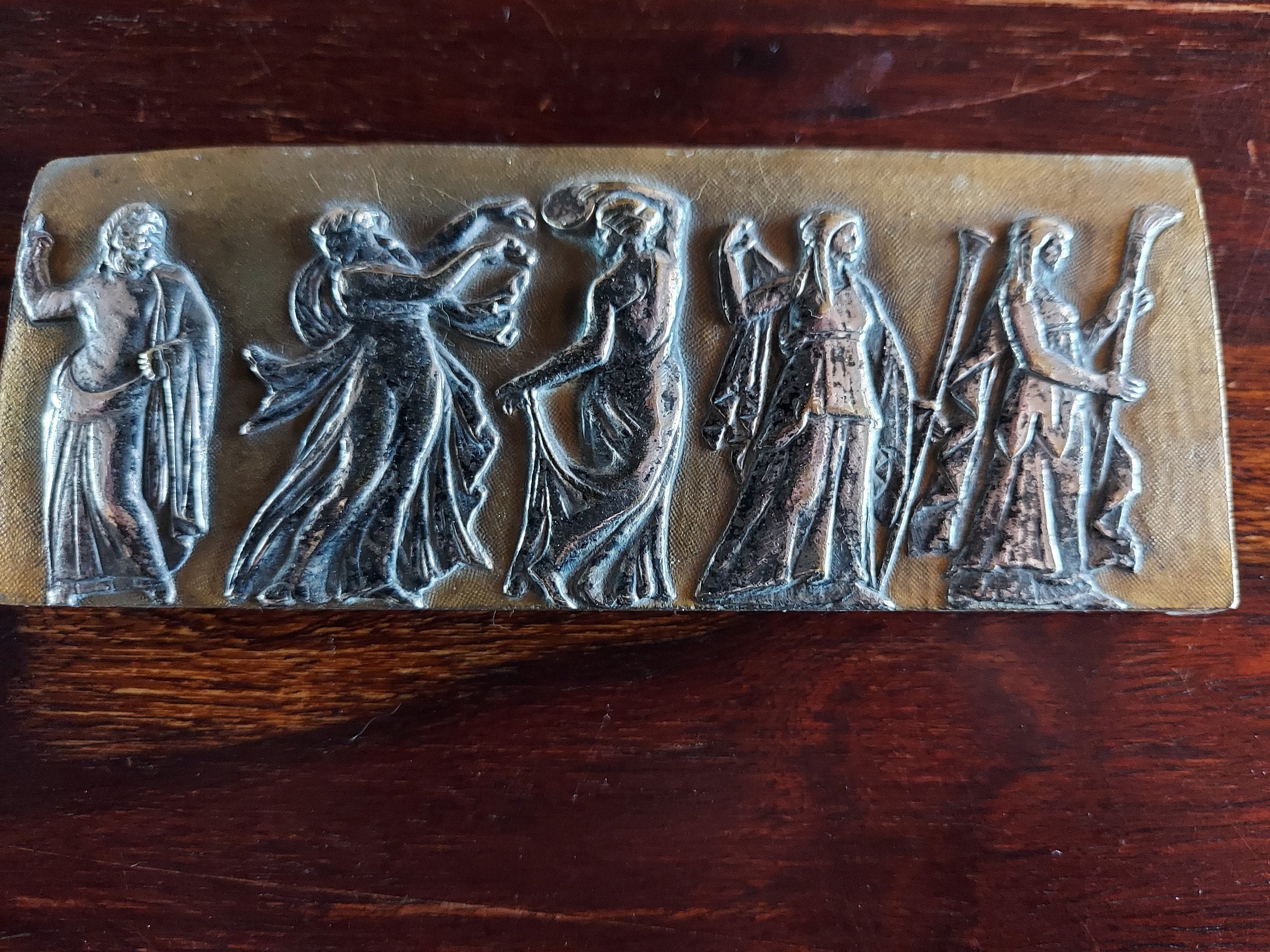 Two Antique Bronze Plaques With Silver Greek Mythological - Etsy Australia