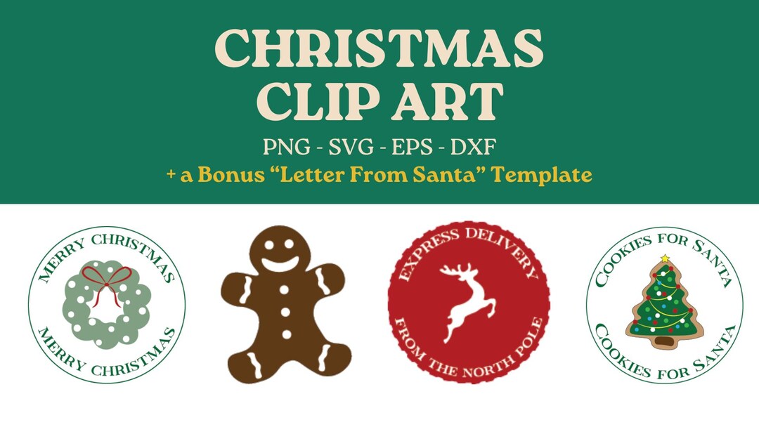 Christmas Clip Art Bundle | Png, Svg, Eps, Dxf | Personal & Commercial ...