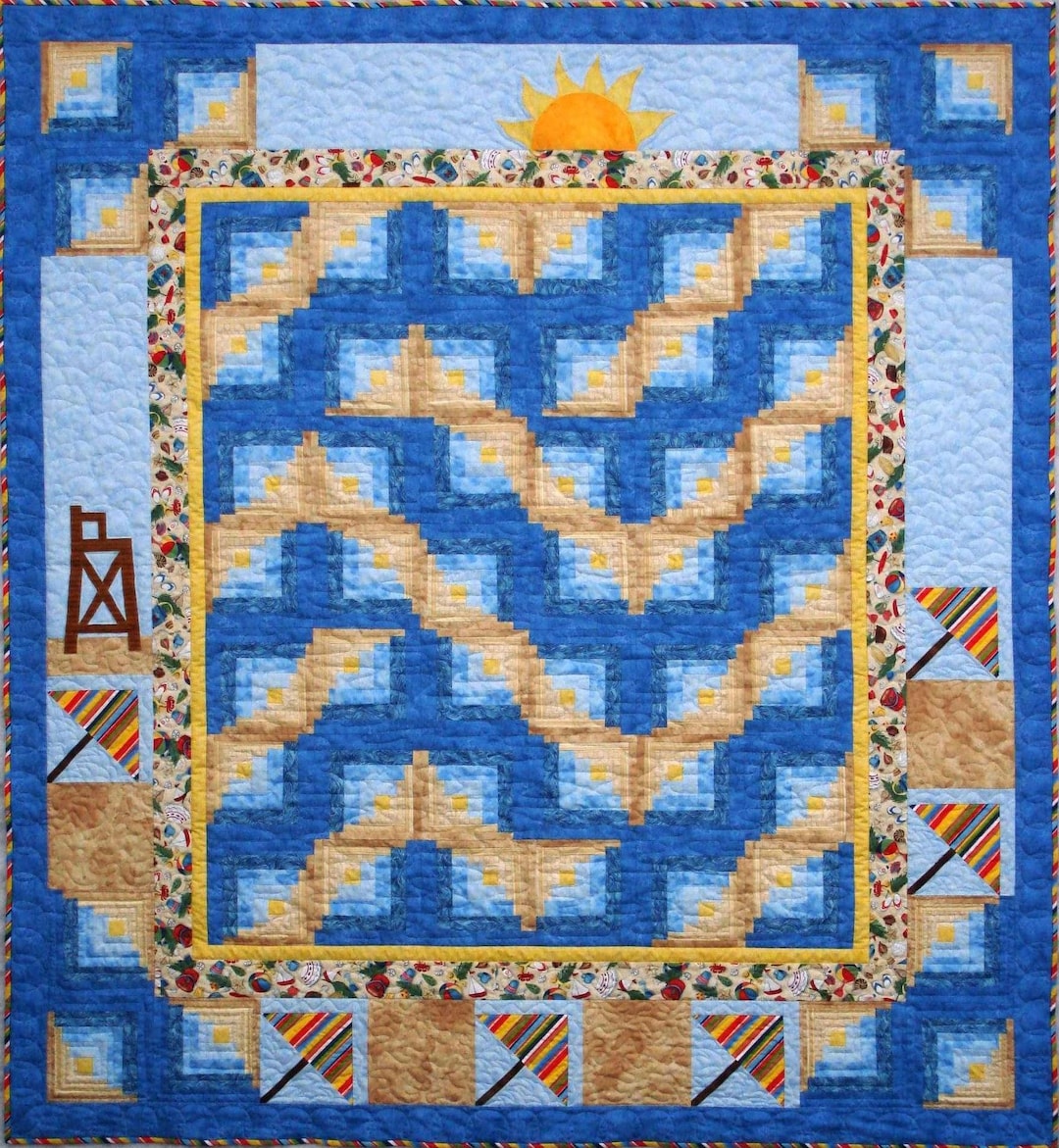 Sea Breeze Log Cabin Beach PDF (digital Quilt Pattern) - Etsy