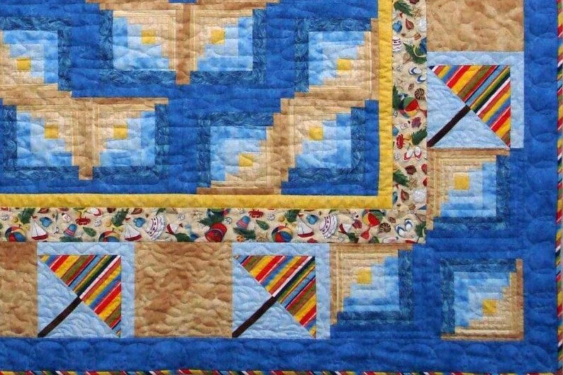 Sea Breeze Log Cabin Beach PDF (digital Quilt Pattern) - Etsy