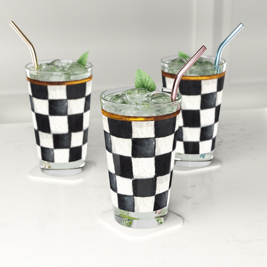 Checkers Glass, 16oz - Etsy