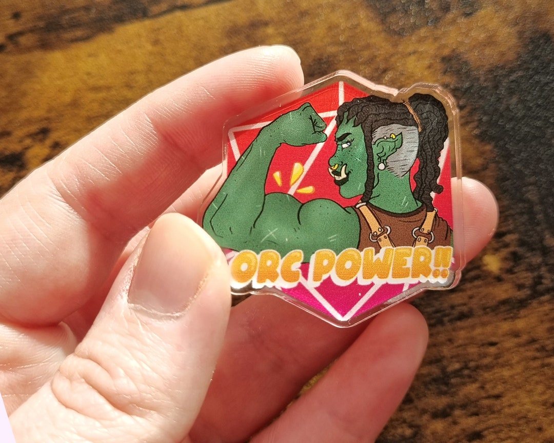 Dungeons and Dragons Orc, Acrylic Pin, Badge, Recycled Acrylic, Female ...