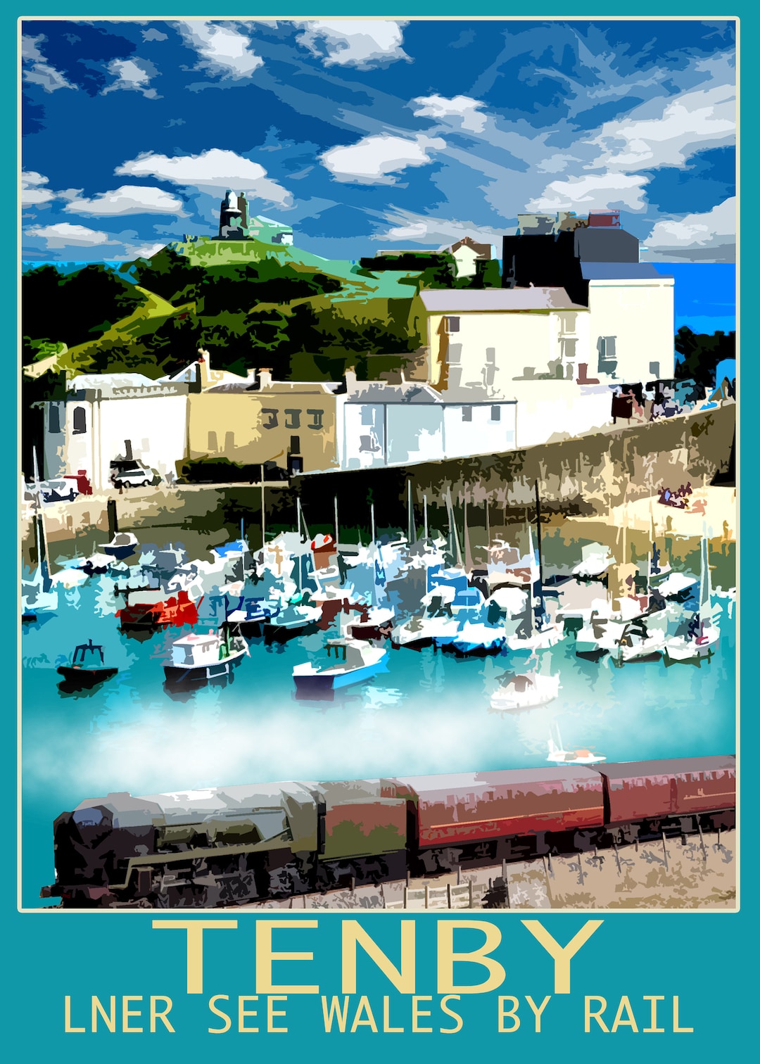 Tenby LNER Railway Poster Limited Edition Print by Sarah Jane - Etsy
