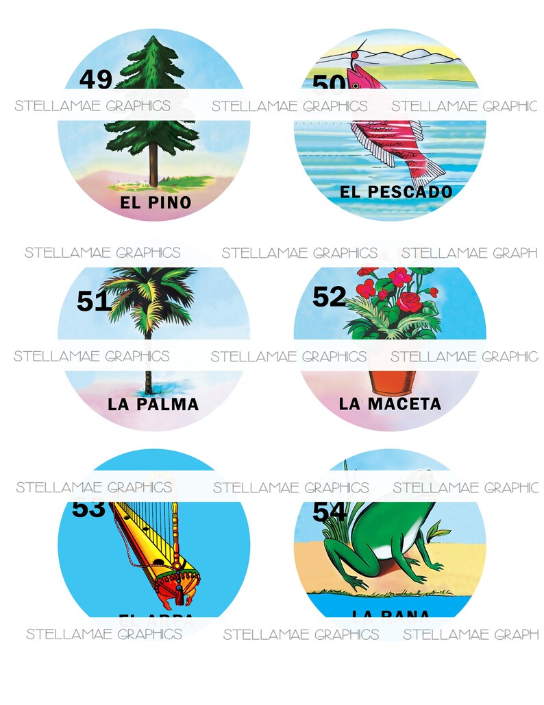 Mexican Loteria Bundle 1-60 3 Inch Circle Images - Etsy