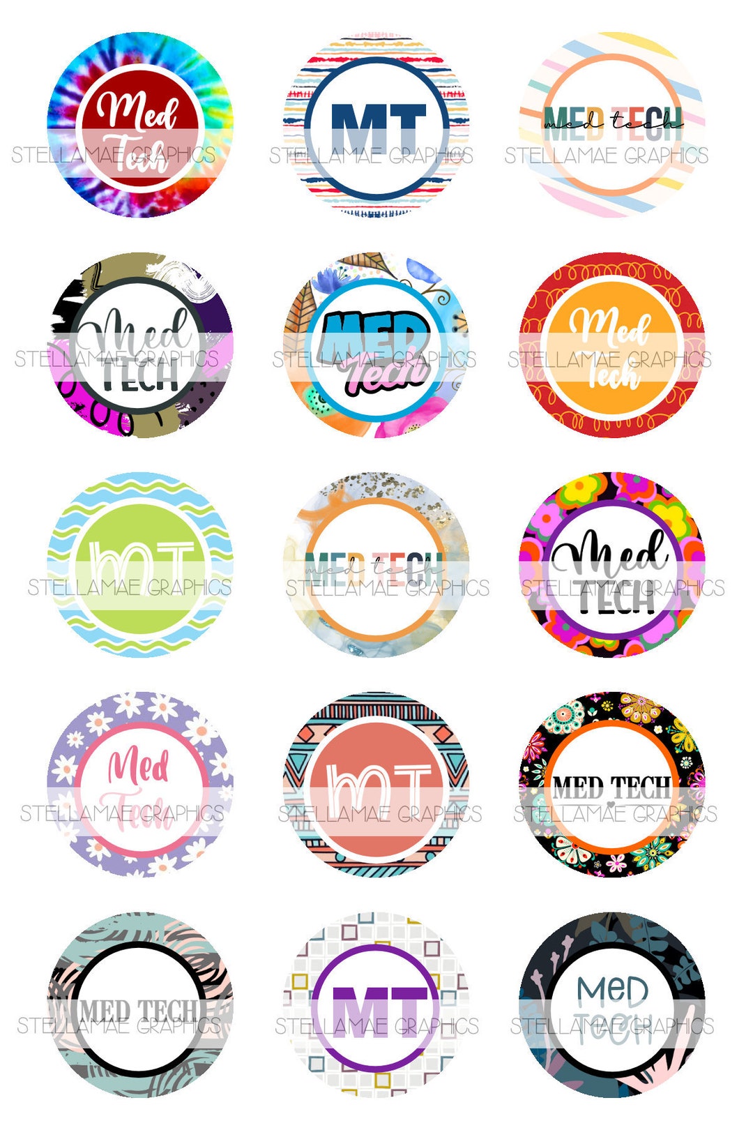Med Tech - 1 Inch Circle Images, Bottlecap, Cupcake Topper - INSTANT ...