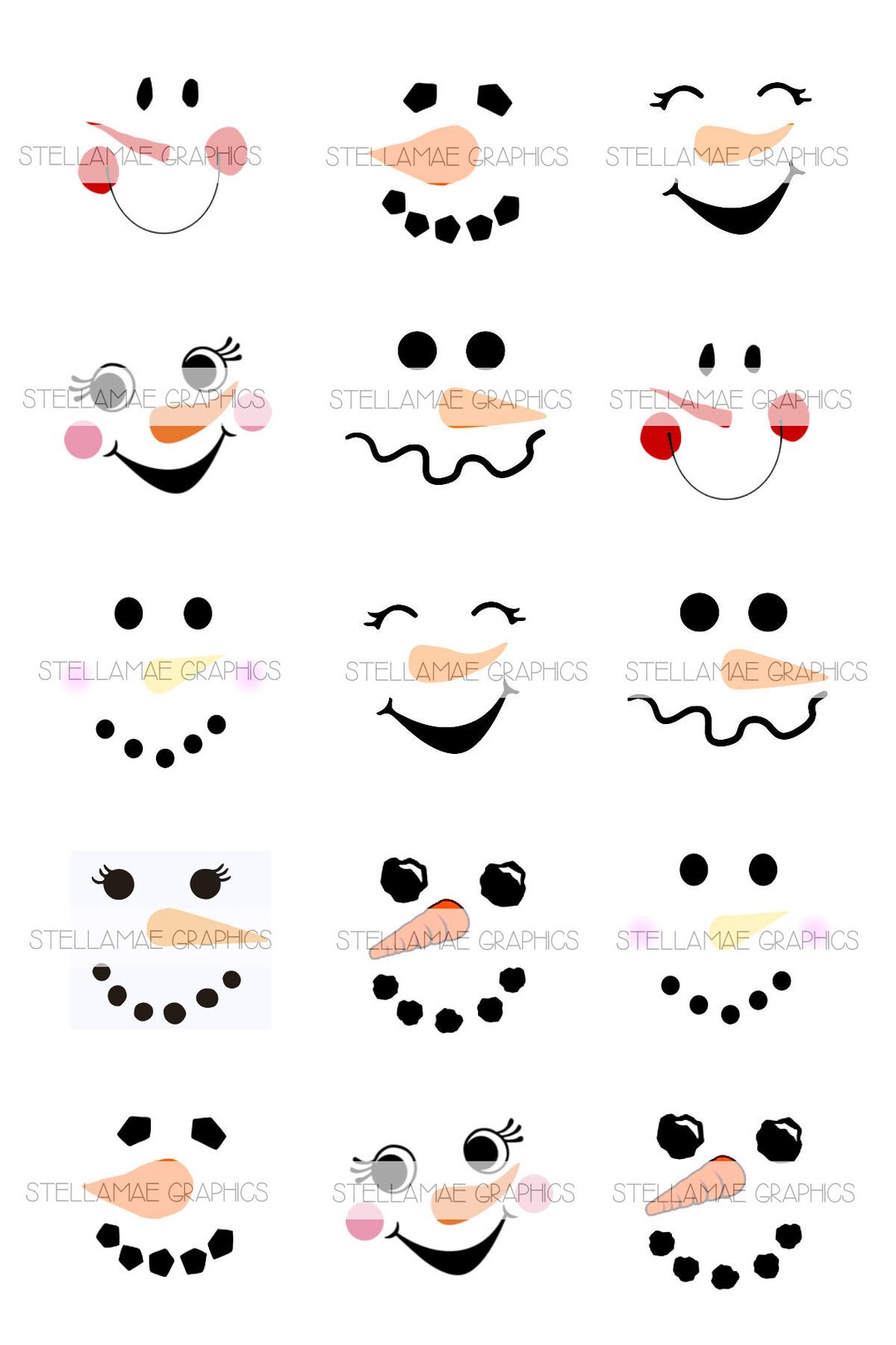 Snowman Faces - 1 Inch Circle Images, Bottlecap, Cupcake Topper, Winter ...