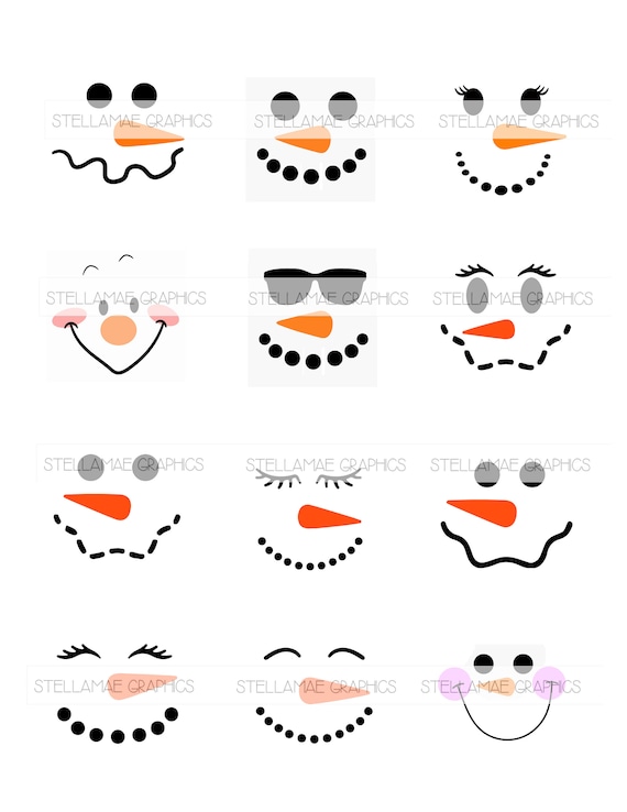 Snowman Faces 2 Inch Circle Images Bottlecap Cupcake - Etsy