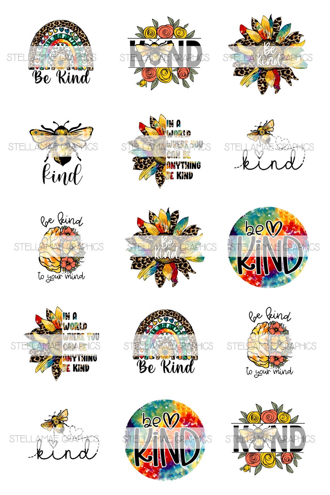 Be Kind - 1 Inch Circle Images, Bottlecap, Cupcake Topper - INSTANT ...