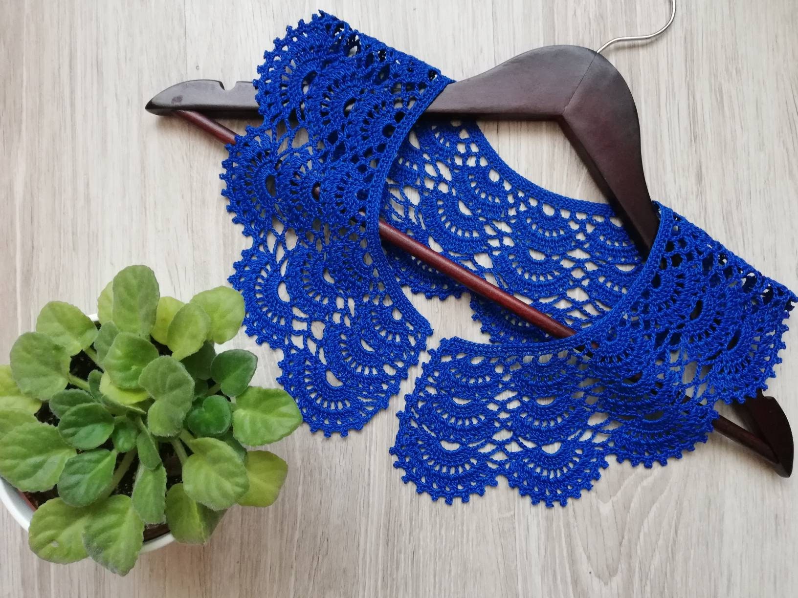 Blue Color Crochet Collar Lace Collar Handmade Collar Crochet - Etsy