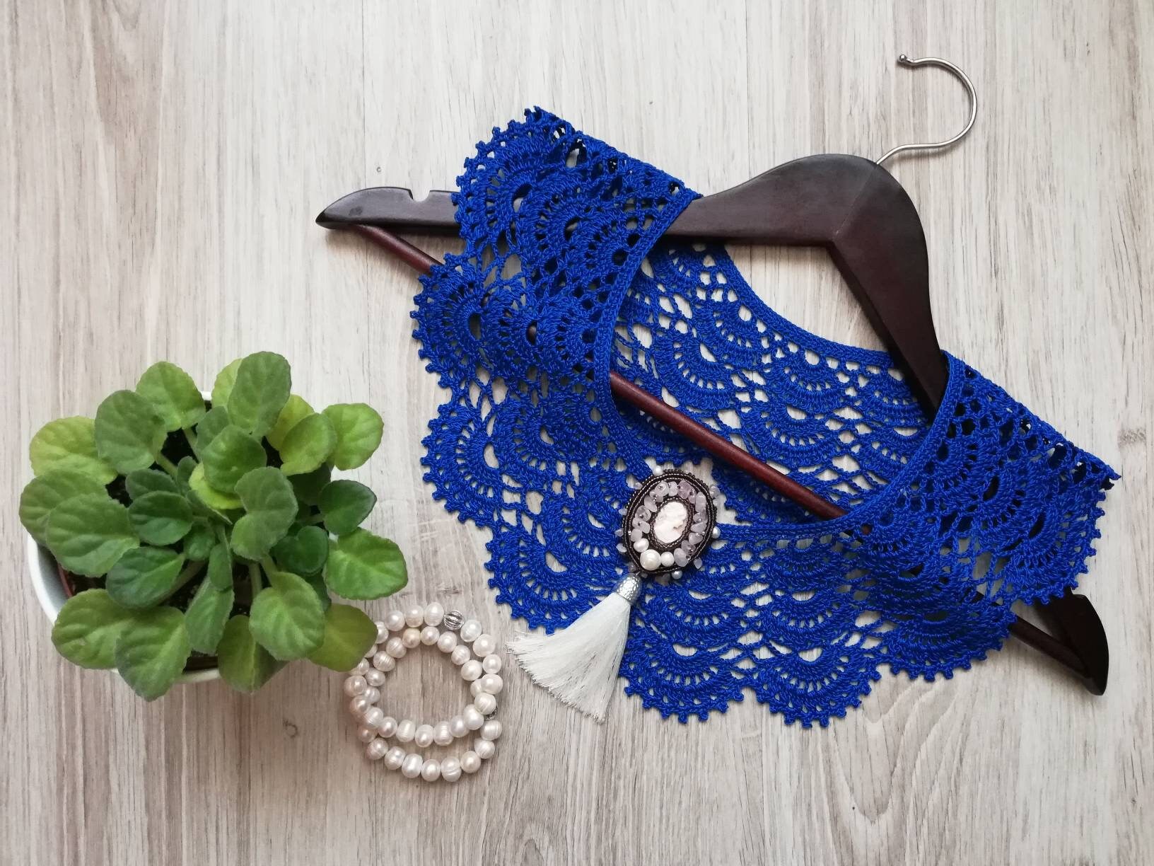 Blue Color Crochet Collar Lace Collar Handmade Collar Crochet - Etsy