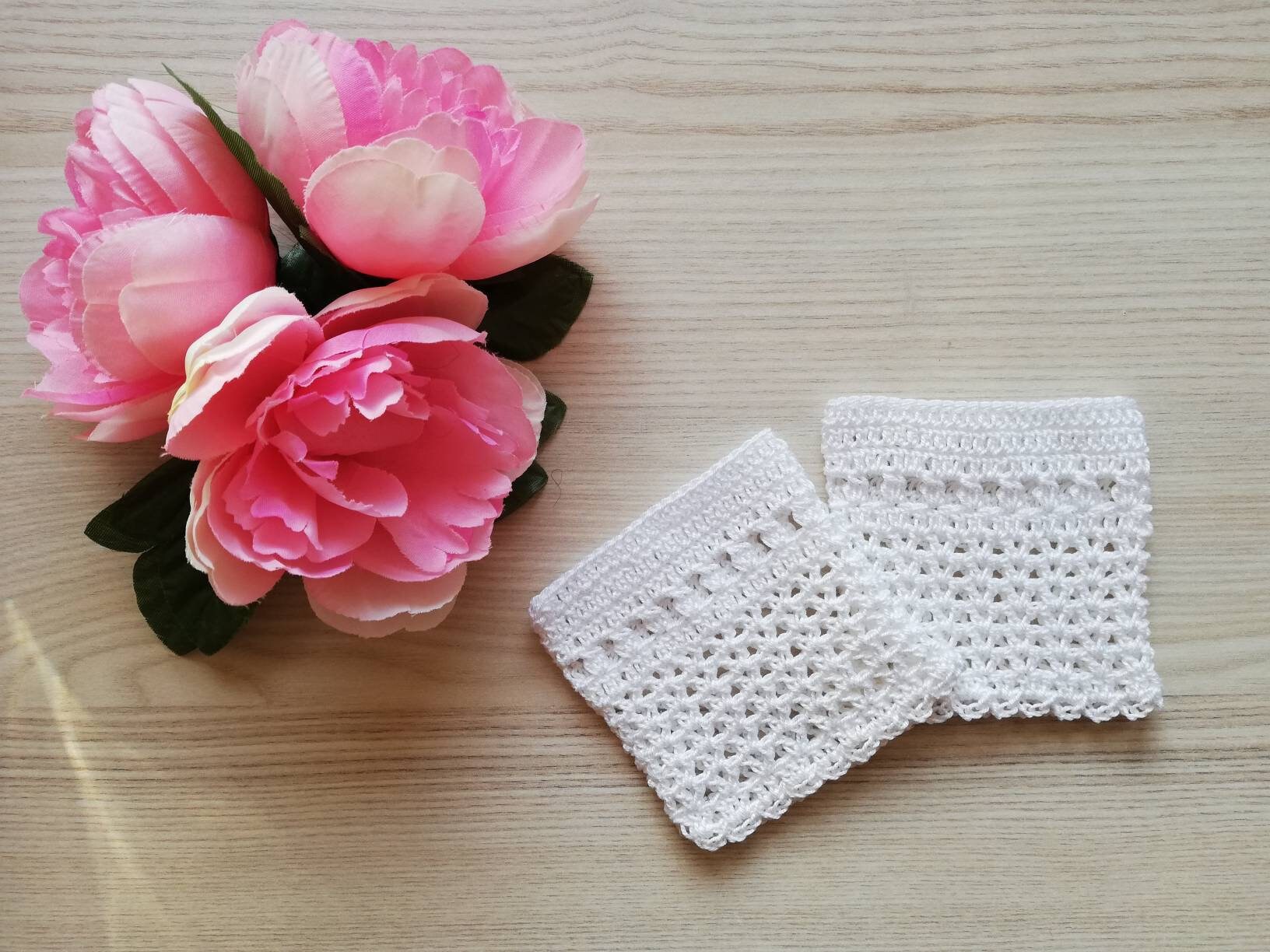Little White Crochet Cuffs 100 % Cotton Lace Cuffs Crochet - Etsy