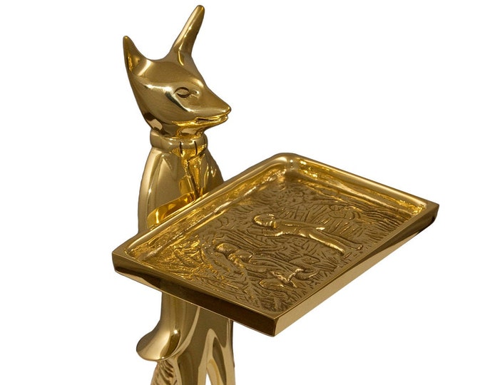 Vintage Solid Brass Fox Card Holder - Etsy