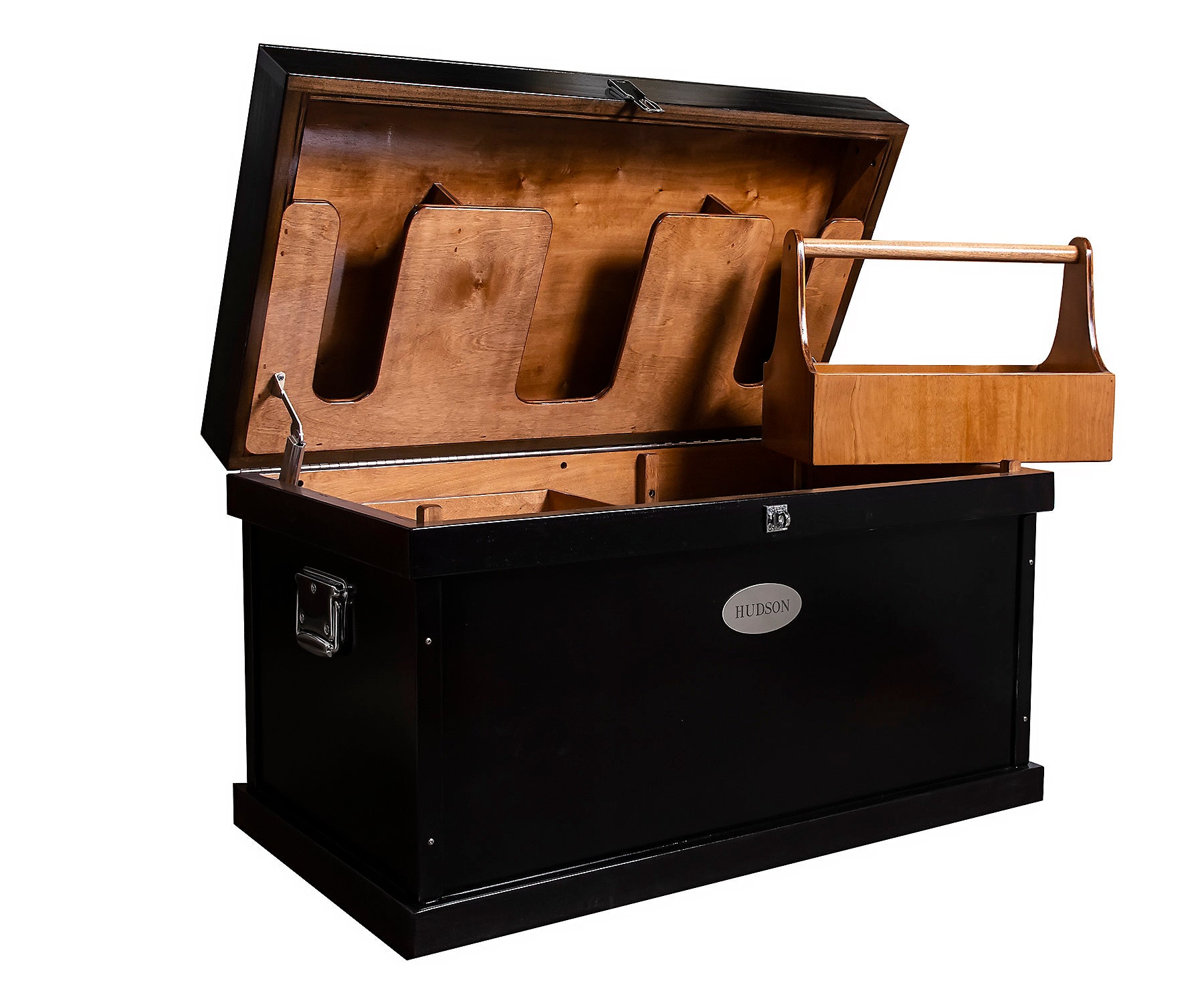 Classic Black Stained Wood Tack Trunk, Protected Interior, Cedar Bottom ...