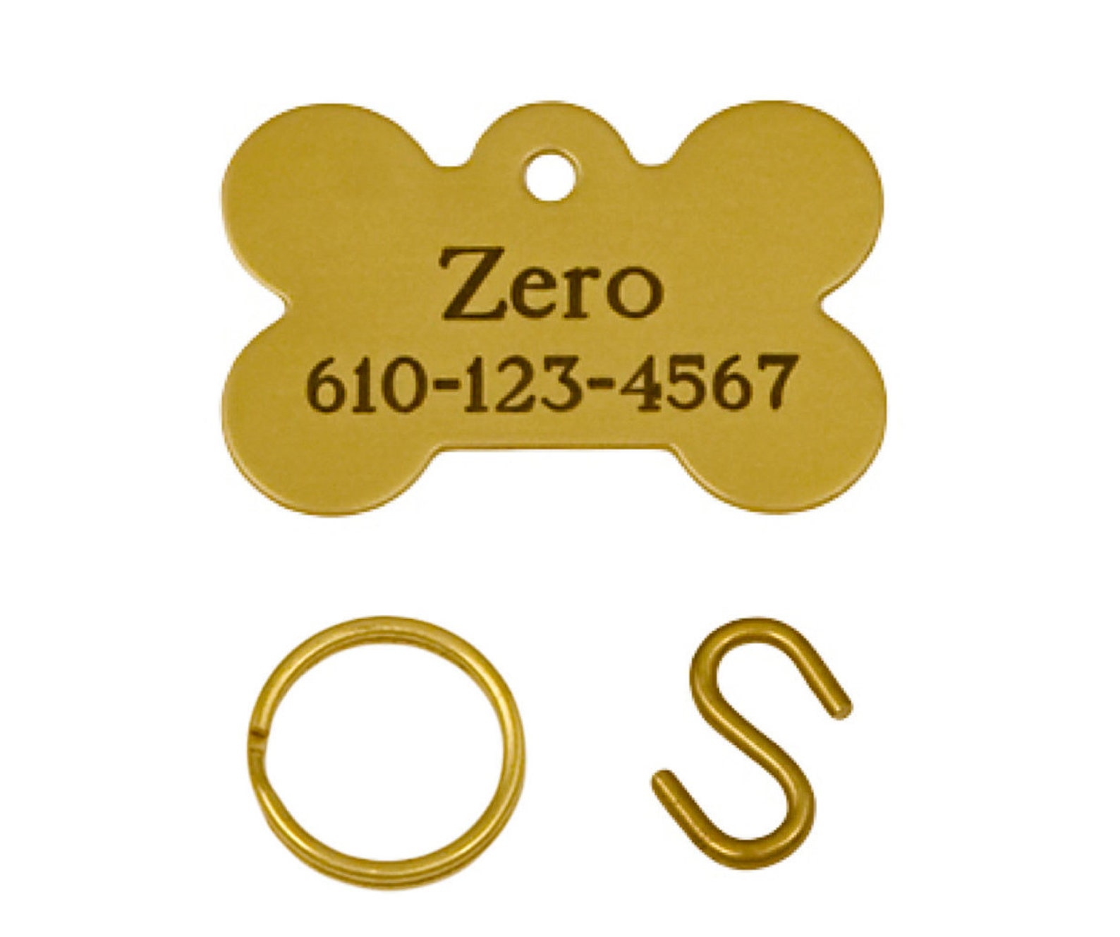 Dog Tag- Solid Brass Bone Shape With Ring and S Hook - Etsy