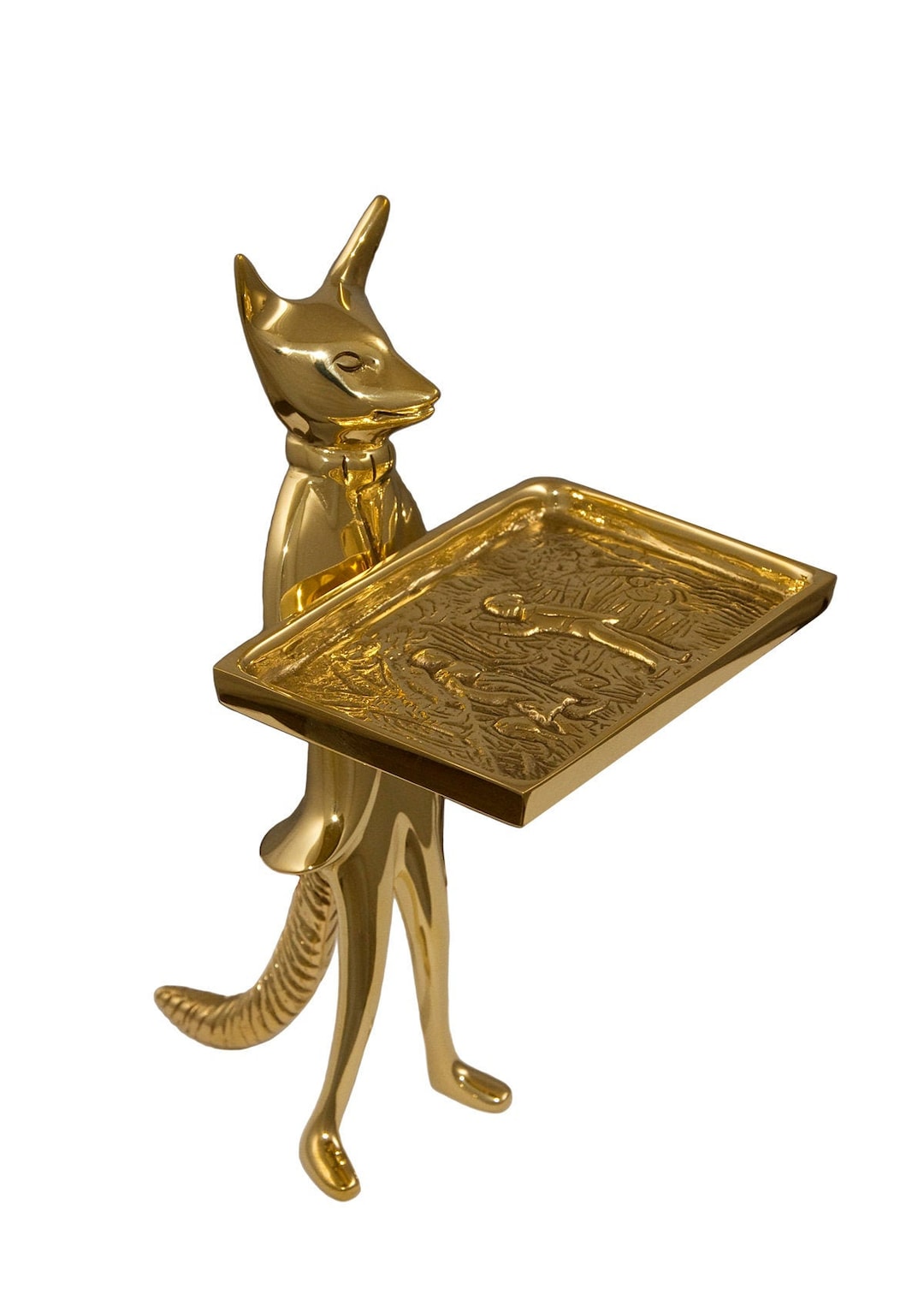 Vintage Solid Brass Fox Card Holder - Etsy