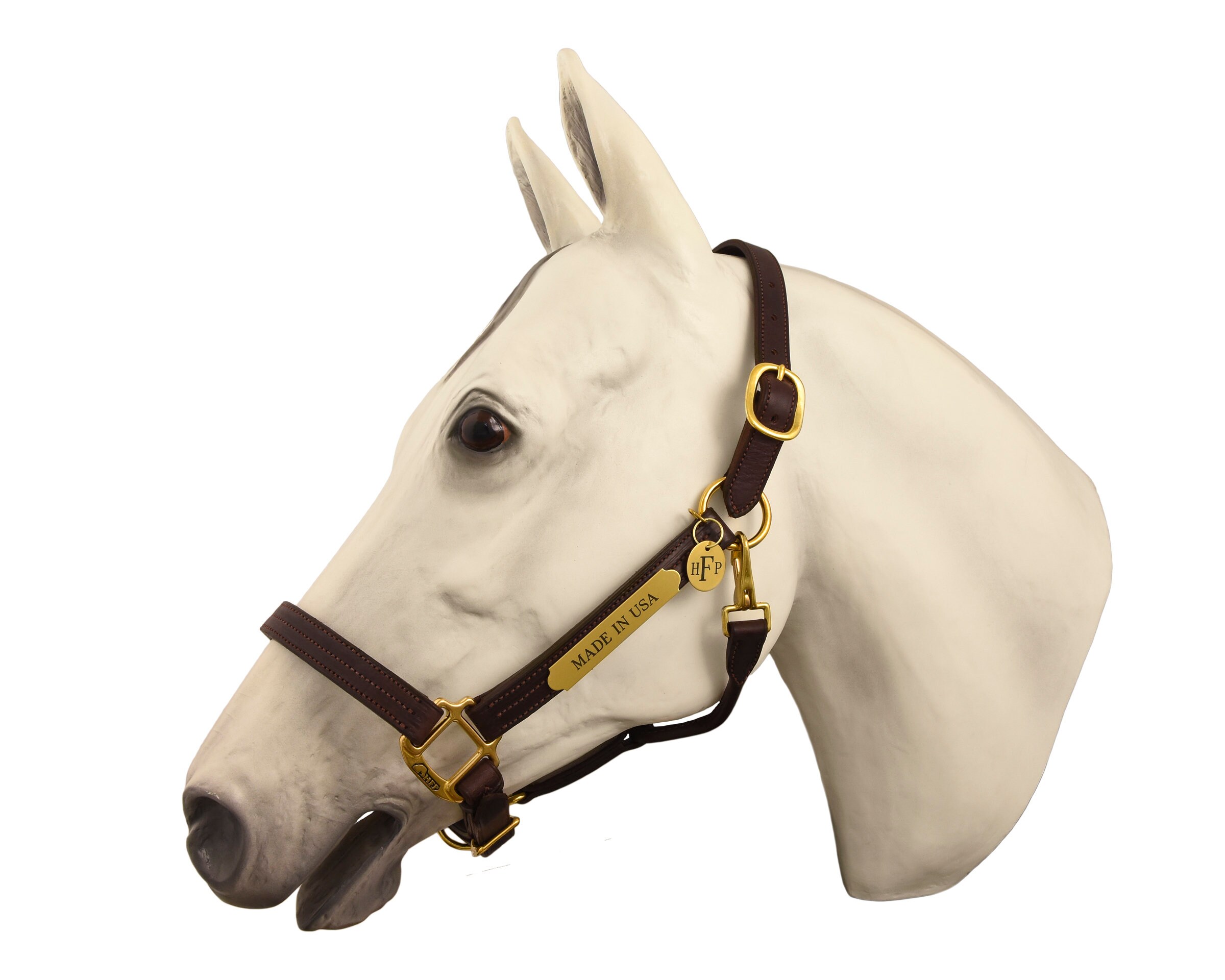 Brown Triple Stitched Leather Halter With Solid Brass - Etsy