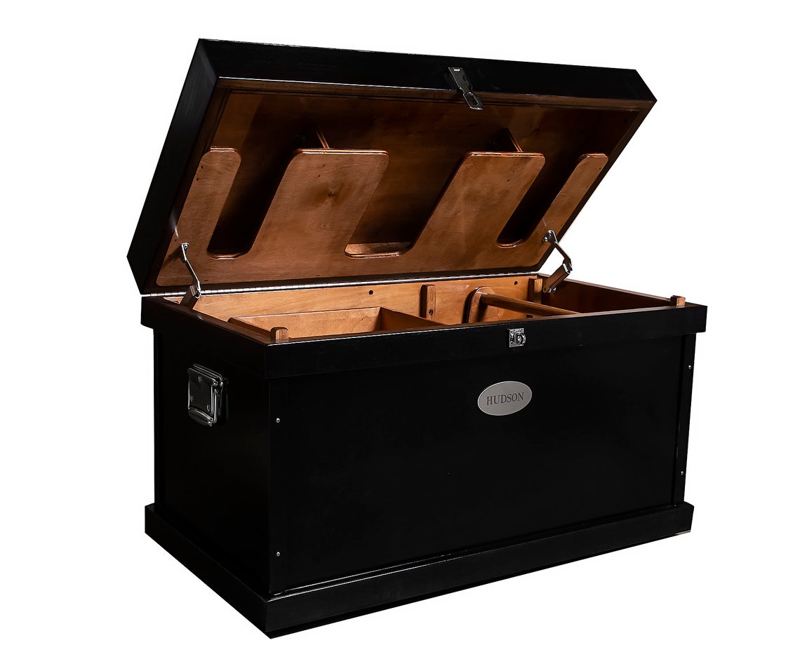 Classic Black Stained Wood Tack Trunk Protected Interior - Etsy