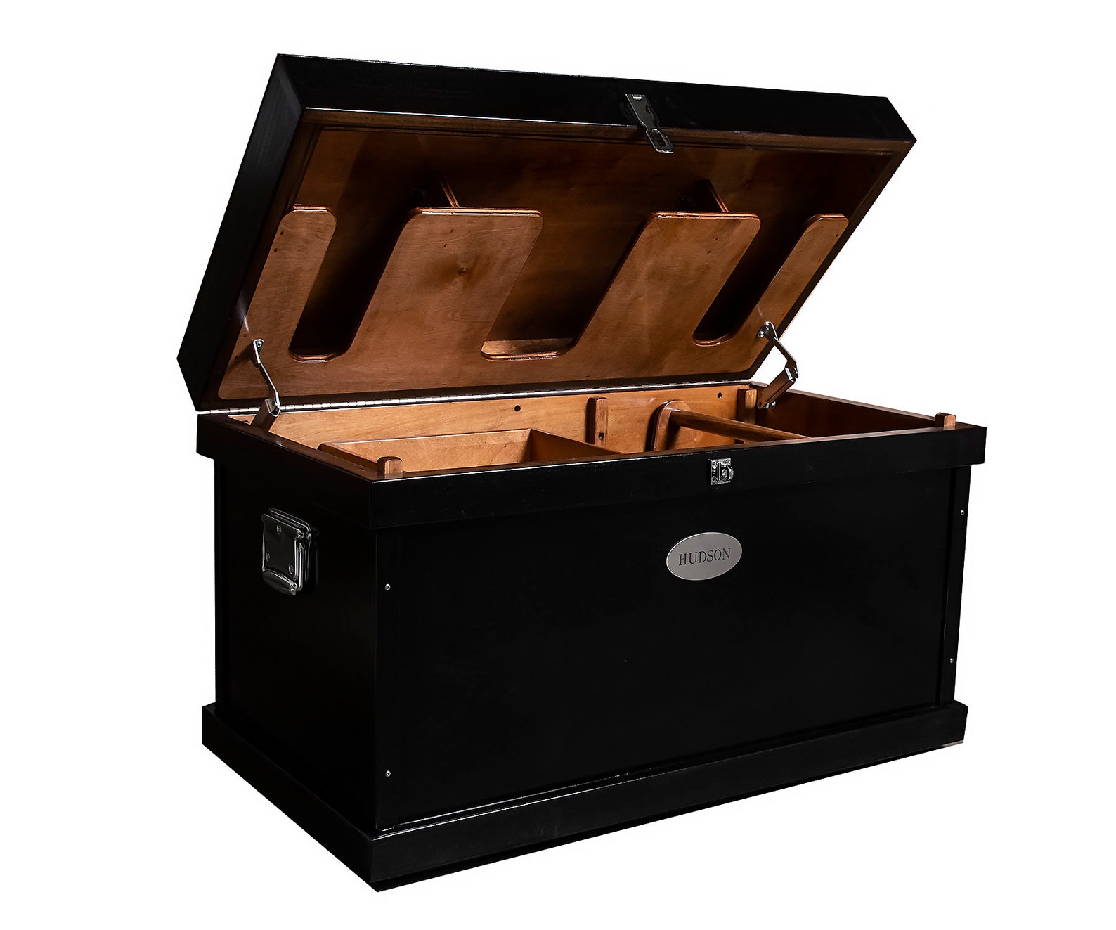 Classic Black Stained Wood Tack Trunk, Protected Interior, Cedar Bottom ...