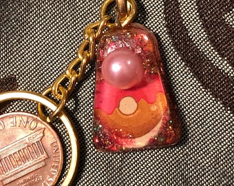 Pink Donut Keychain Lip Gloss Cute Accessories Keychain Moisturizing ...