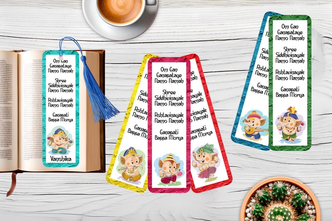 Adorable Shri Ganesh Bookmark With Shlok, FREE Personalisation - 6 ...