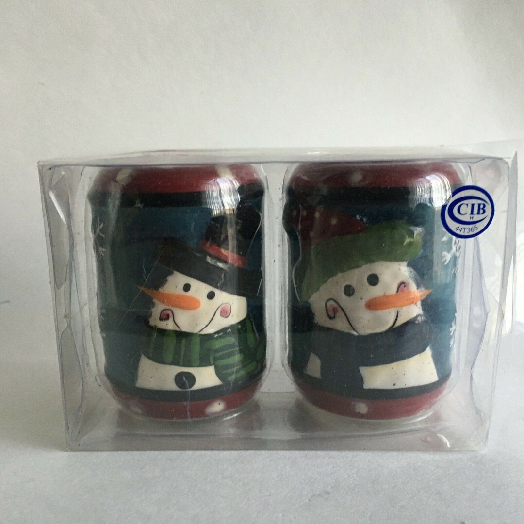 Vintage Salt Pepper Shakers Snowman Snowflake Collection 3.5 Tall Blue ...