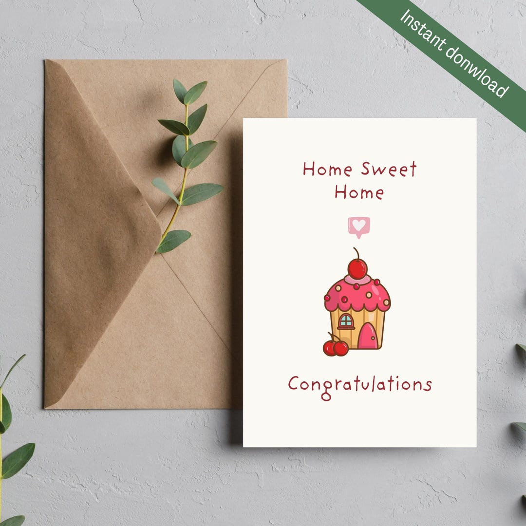 Housewarming Card, New House Card, Home Printable Card, Congratulations ...