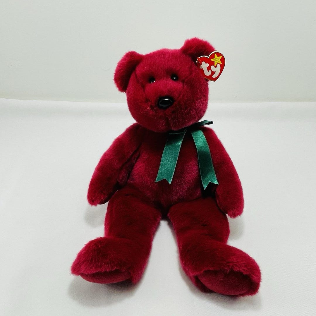 Limited Edition Vintage Ty Beanie Buddy Baby Teddy Bear Cranberry Plush ...