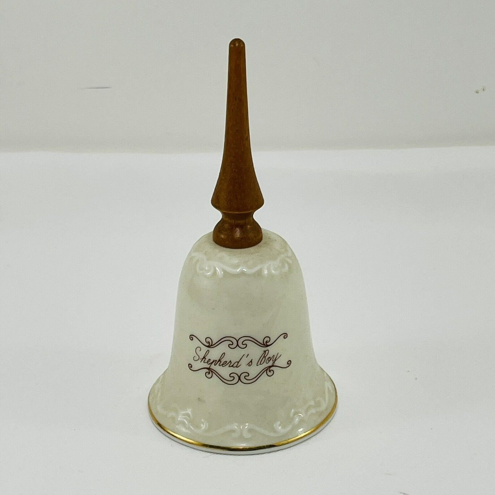 Vtg Hummel Goebel Shepherd Boy Bell Porcelain Christmas Christian Wood ...