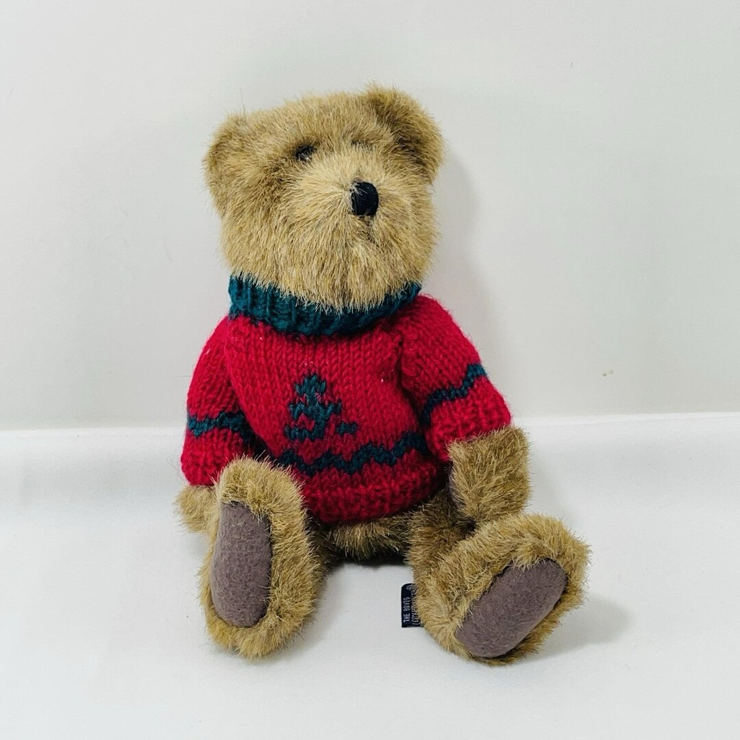Vintage Boyds Christmas Bear Plush Toy Large Weighted Red Sweater ...