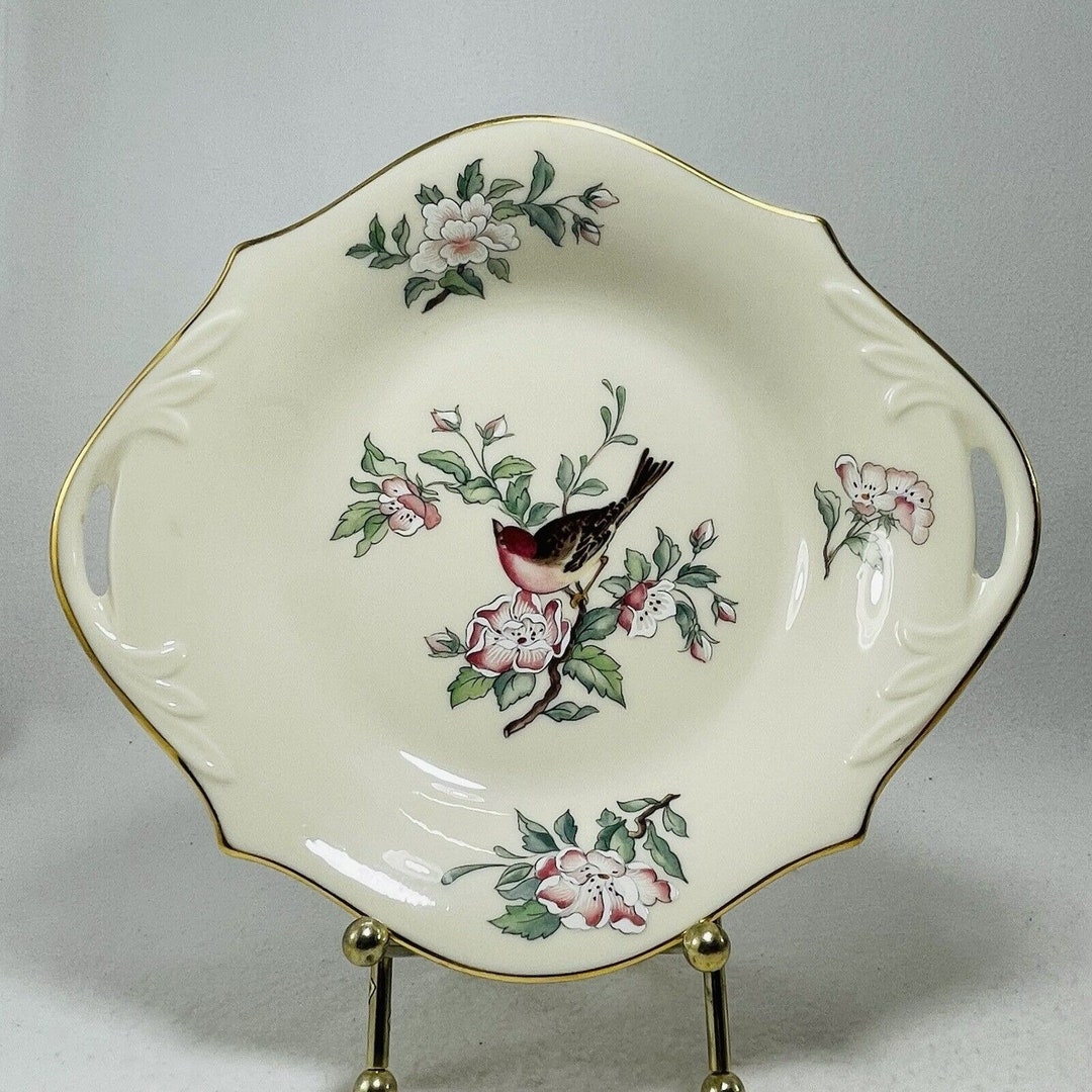 Lenox Serenade Bowl 8” Dish Bird Dogwood Spring Garden Flower Handle ...