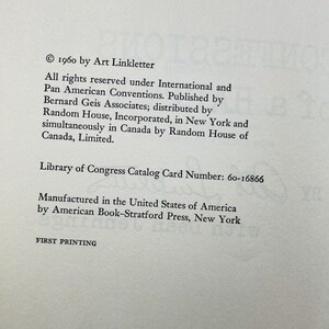 Vintage 1960 Confessions Happy Man Art Linkletter Book First Printing ...