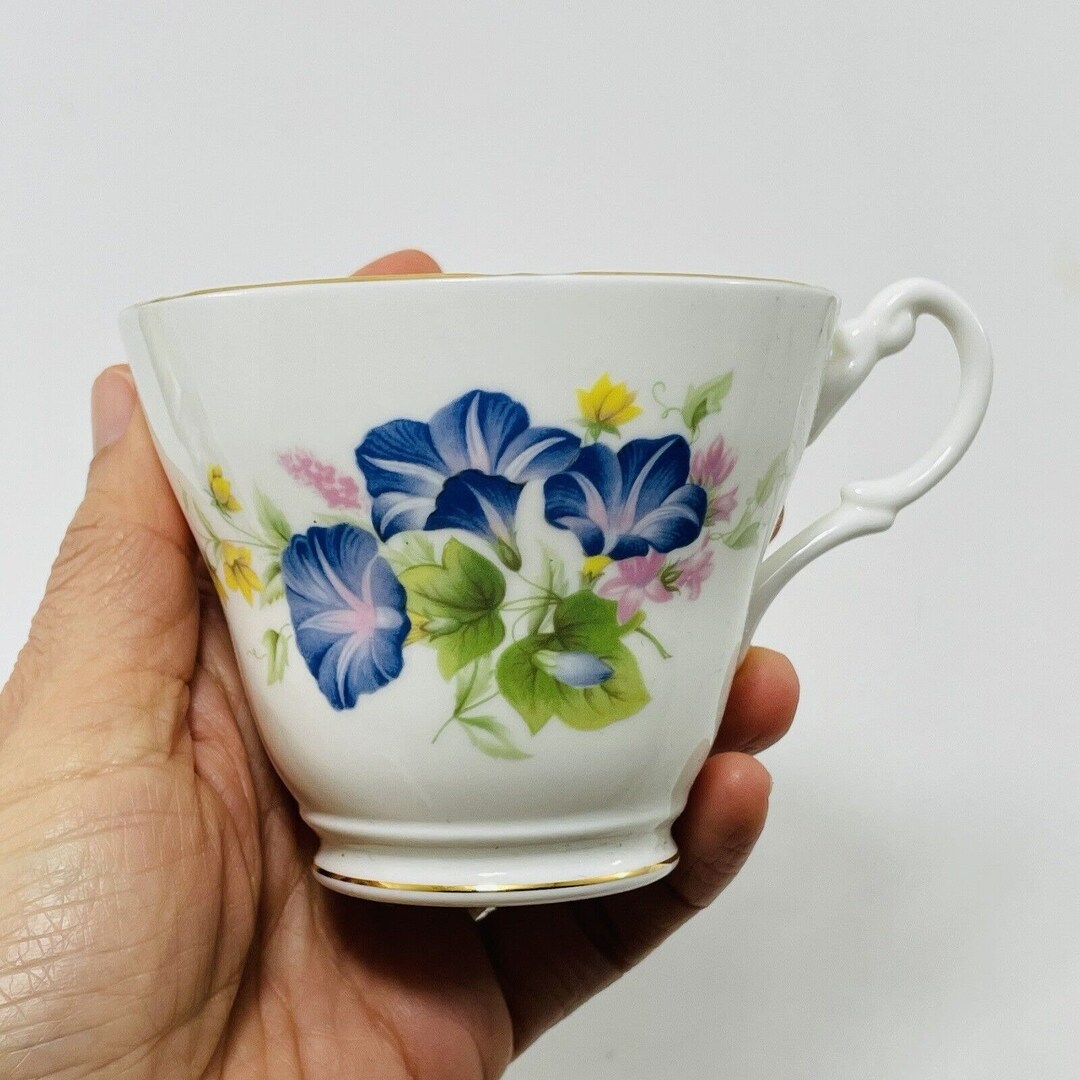 Royal Stuart England Teacup Morning Glory Tea Cup Blue Flower Garden ...