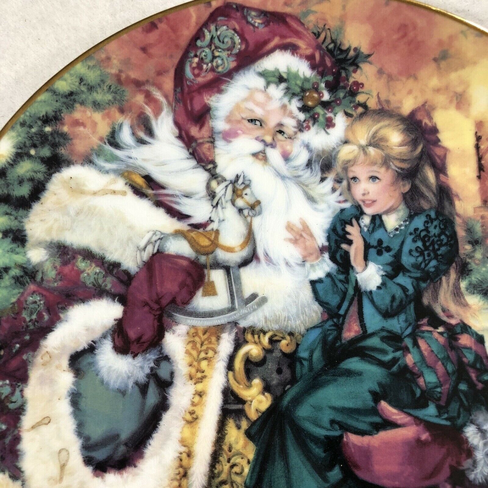 Rare Vintage Avon Wonder Christmas Plate 8”, Santa Claus Girl Gift ...